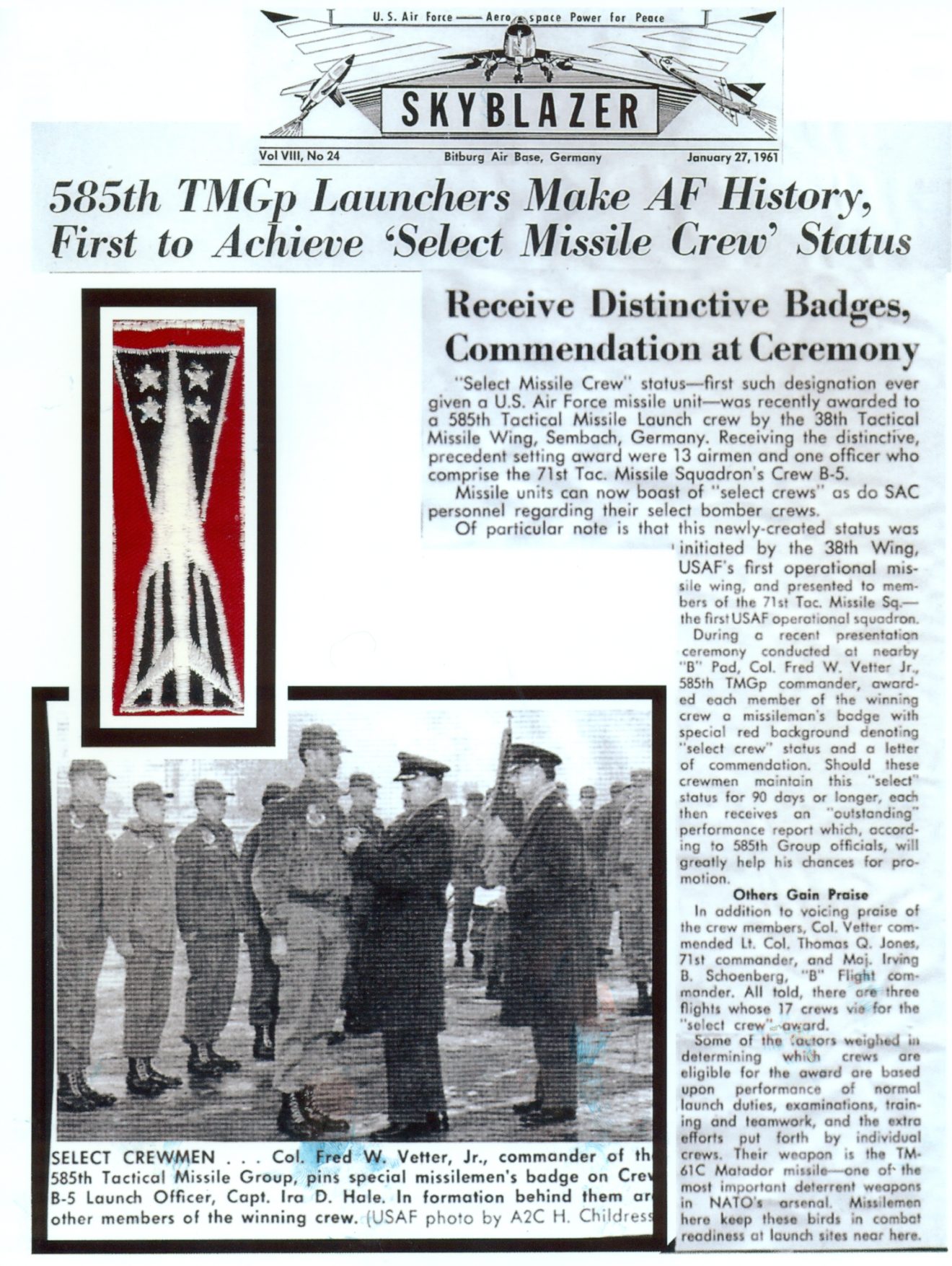 Select Missile /crew 1961 – TAC Missileers